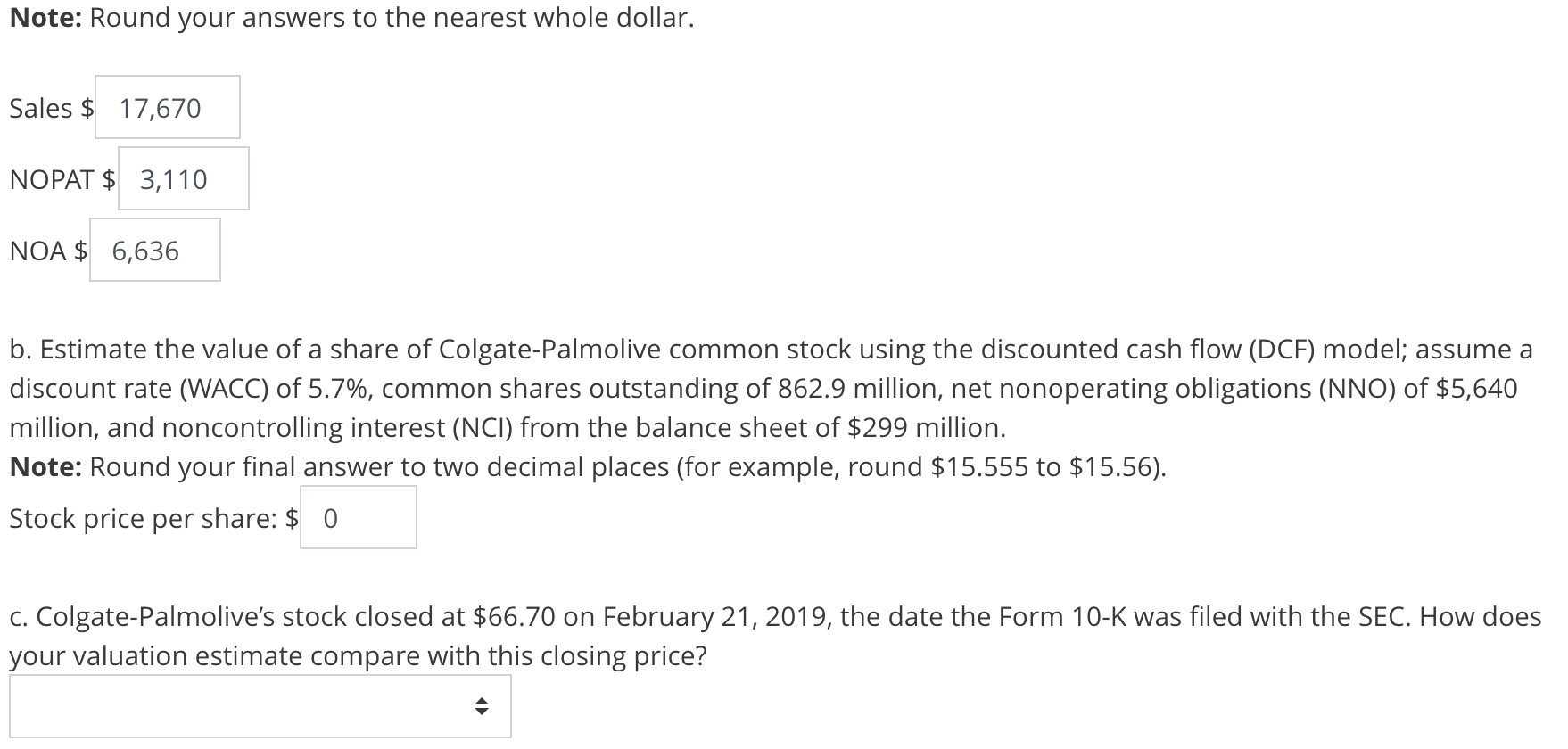 Solved Estimating Share Value Using the DCF Model Following | Chegg.com