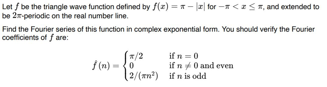 Solved Let f be the triangle wave function defined by f(x) = | Chegg.com