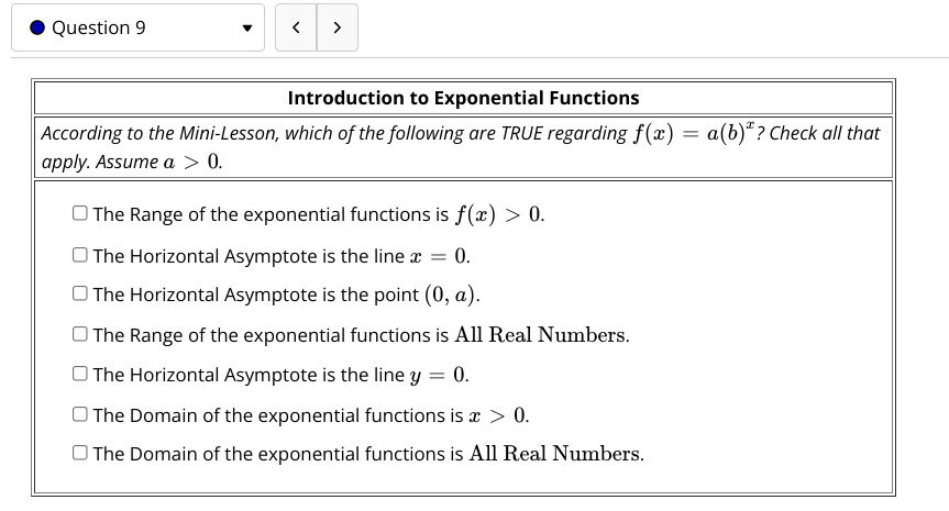 Solved Question 9 a> Introduction to Exponential | Chegg.com