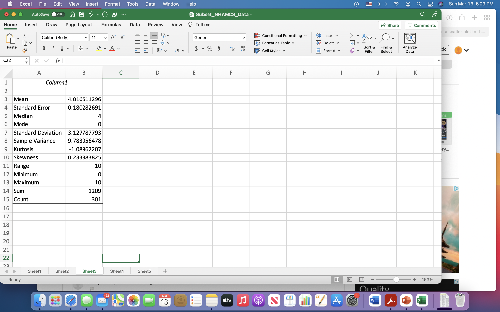 Solved Perform a descriptive summary of the “Pain variable” | Chegg.com