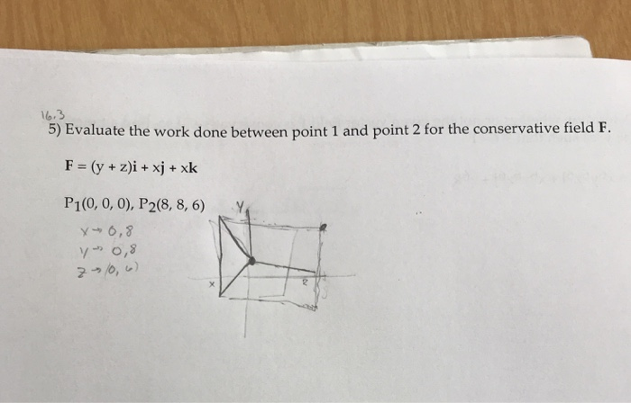 Solved o.3 5) Evaluate the work done between point 1 and | Chegg.com