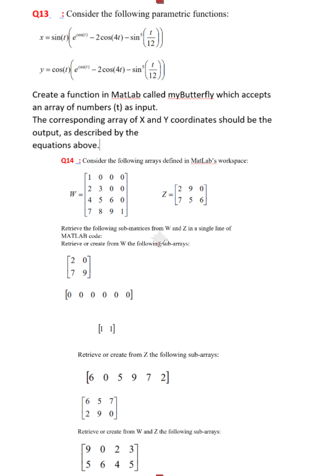 Solved Q13_ : Consider the following parametric functions: | Chegg.com