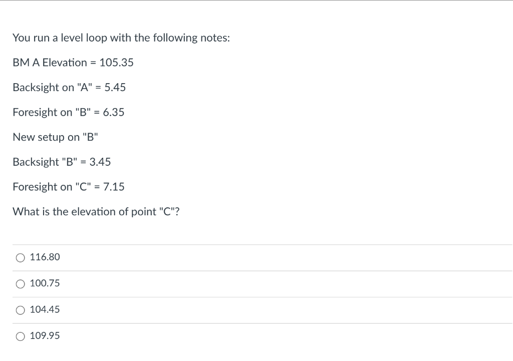 Solved You run a level loop with the following notes: BM A | Chegg.com
