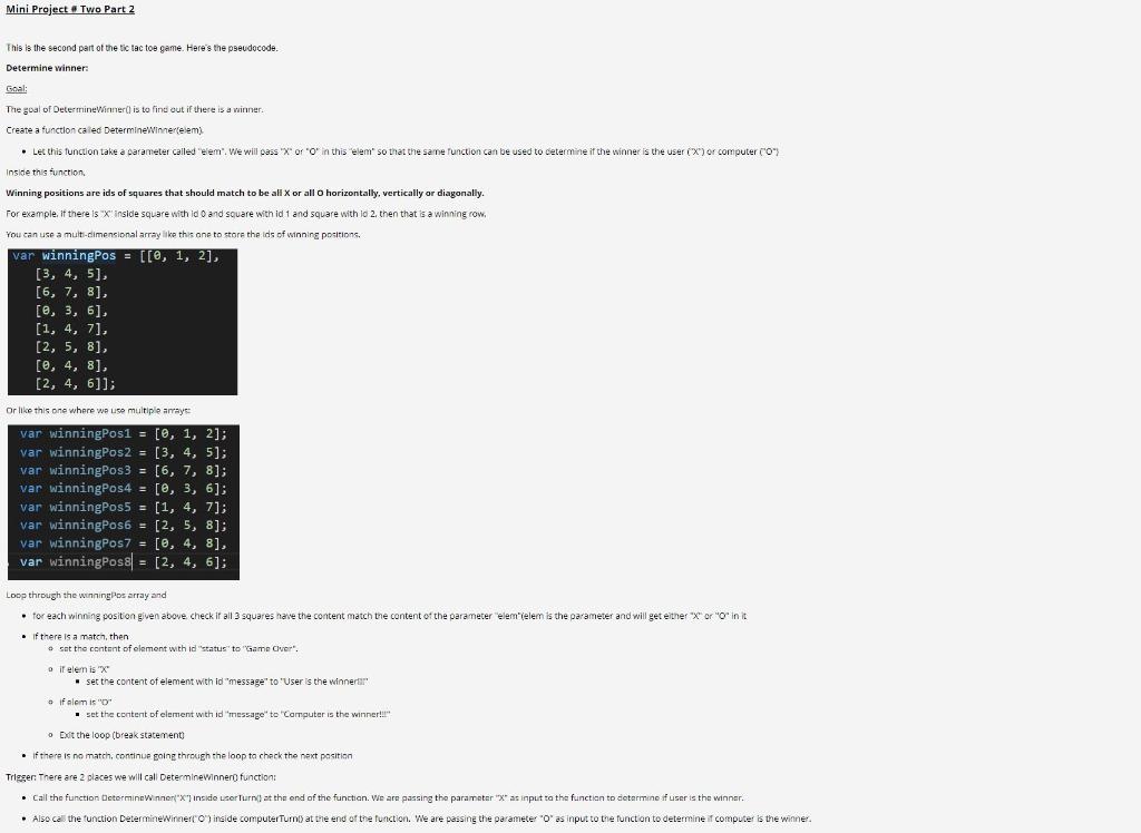 Solved Mini Project # Two Part 2 This is the second part of | Chegg.com