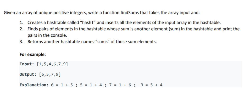 Solved Given an array of unique positive integers, write a | Chegg.com