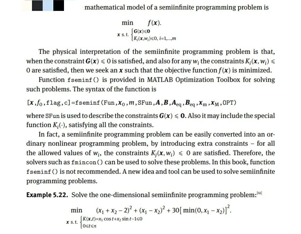 Solved mathematical model of a semiinfinite programming | Chegg.com