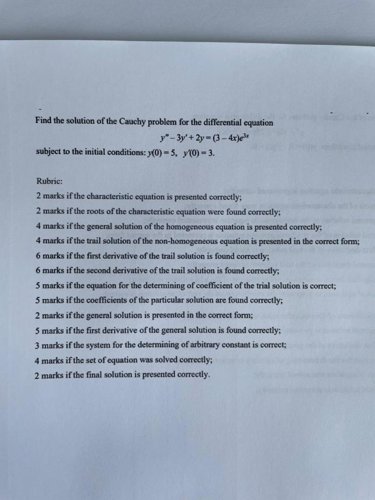 Solved Find The Solution Of The Cauchy Problem For The