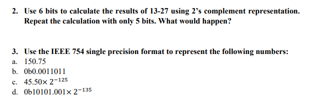 Solved Use 6 ﻿bits to calculate the results of 13-27 ﻿using | Chegg.com