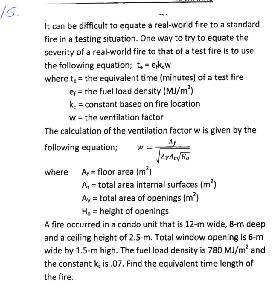 Solved 15. It can be difficult to equate a real-world fire | Chegg.com