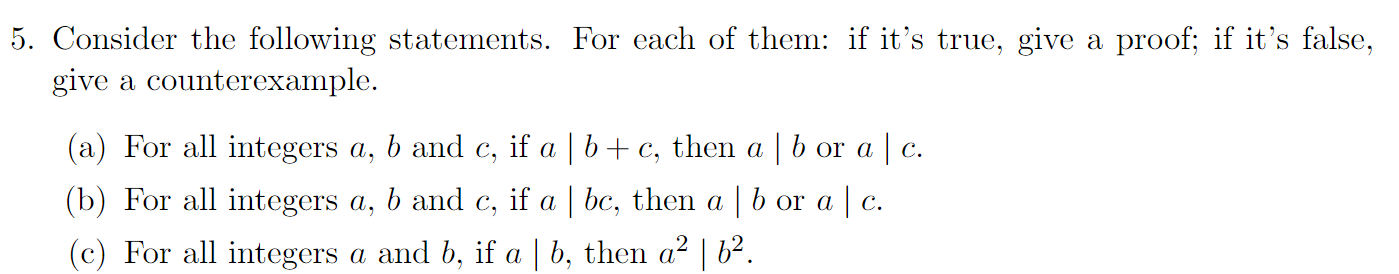 Solved 5. Consider the following statements. For each of | Chegg.com