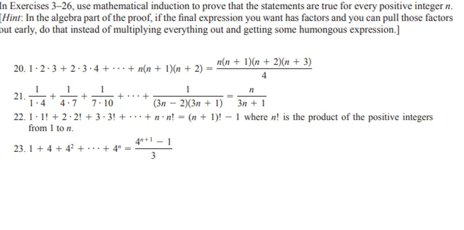 Solved In Exercises 3–26, use mathematical induction to | Chegg.com