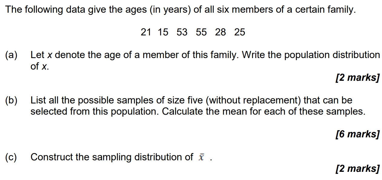 Solved The following data give the ages (in years) of all | Chegg.com