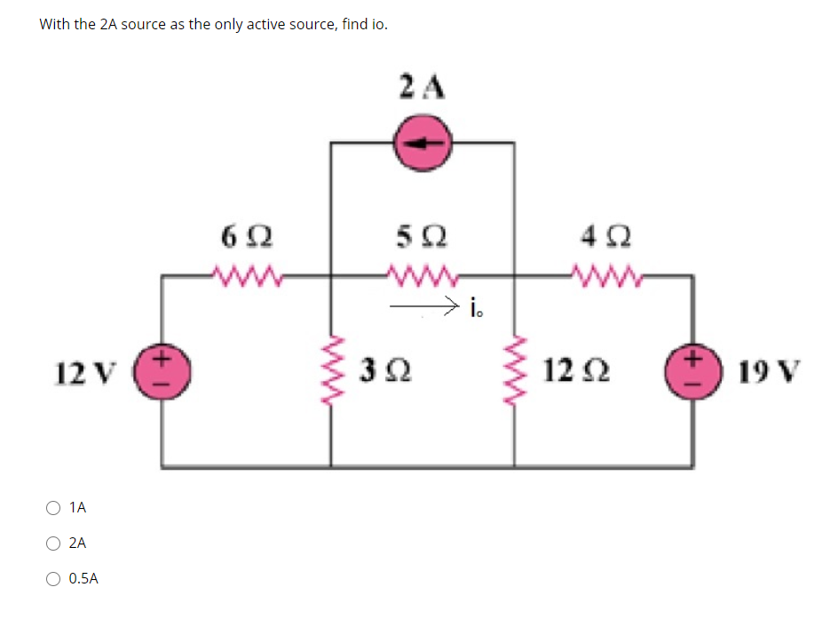 Solved With the 2A source as the only active source, find | Chegg.com