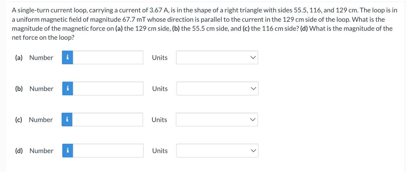 Solved A single-turn current loop, carrying a current of | Chegg.com