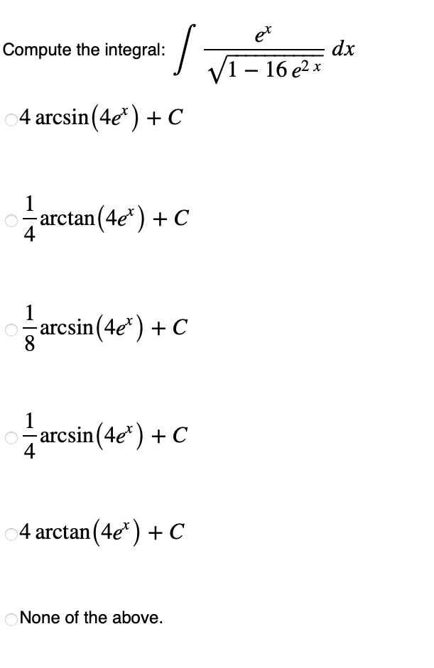 Solved Compute the integral: | Chegg.com