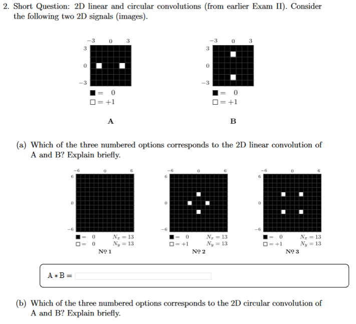 Short Question: 2D linear and circular convolutions | Chegg.com