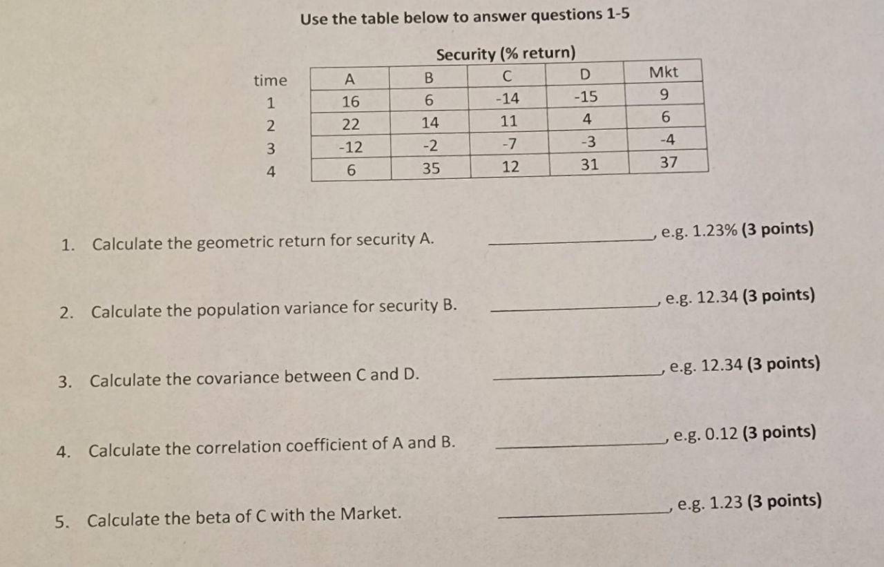 Solved Use the table below to answer questions 1−5 time | Chegg.com