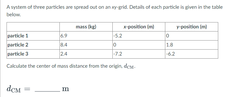 Solved A system of three particles are spread out on an | Chegg.com