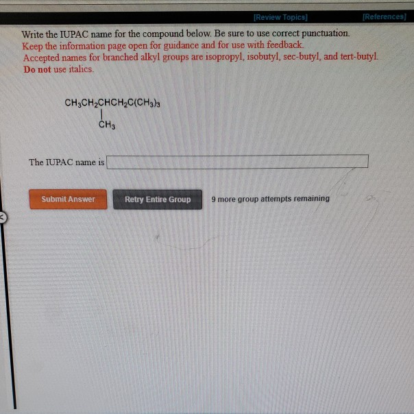Solved [Review Topics] [References) Write the IUPAC name for | Chegg.com