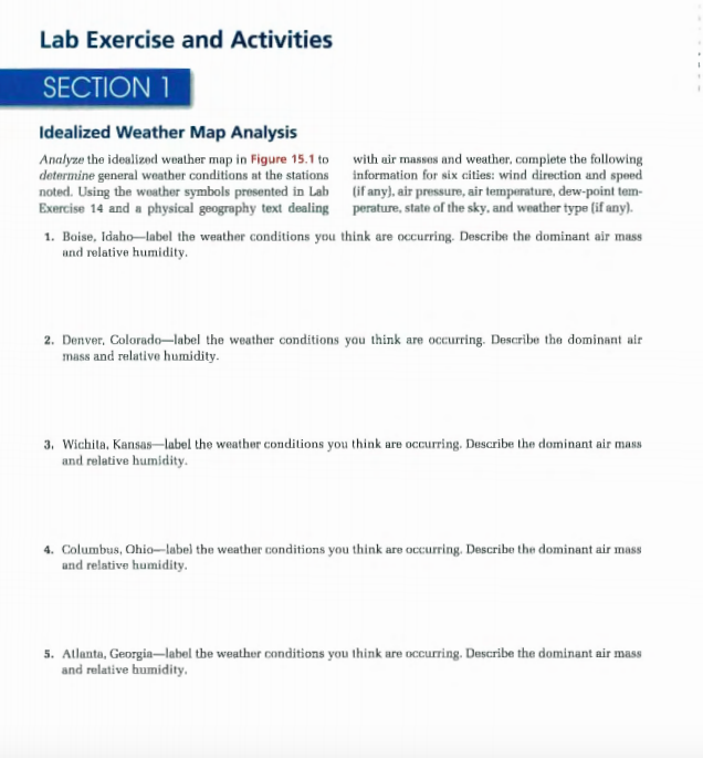 Solved Lab Exercise and Activities SECTION1 Idealized | Chegg.com