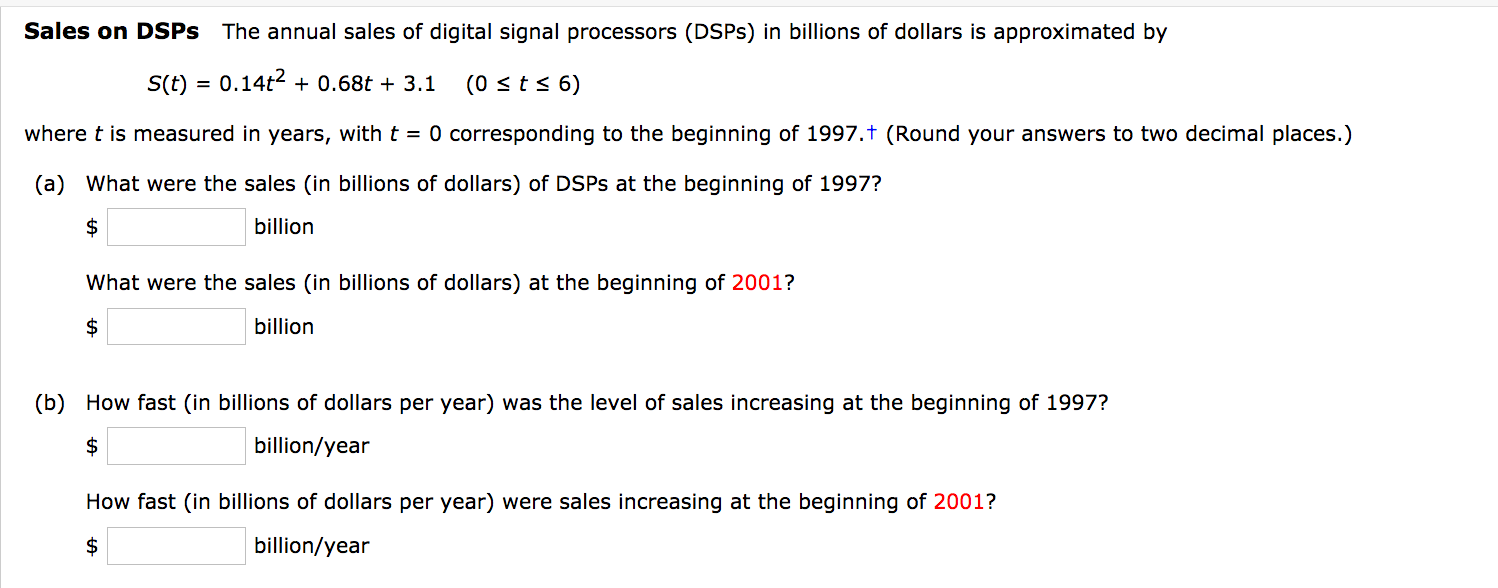 Solved Sales on DSPs The annual sales of digital signal | Chegg.com