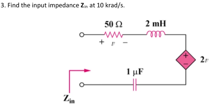 Solved 3. Find the input impedance Zin at 10 krad/s. 50Ω 2 | Chegg.com