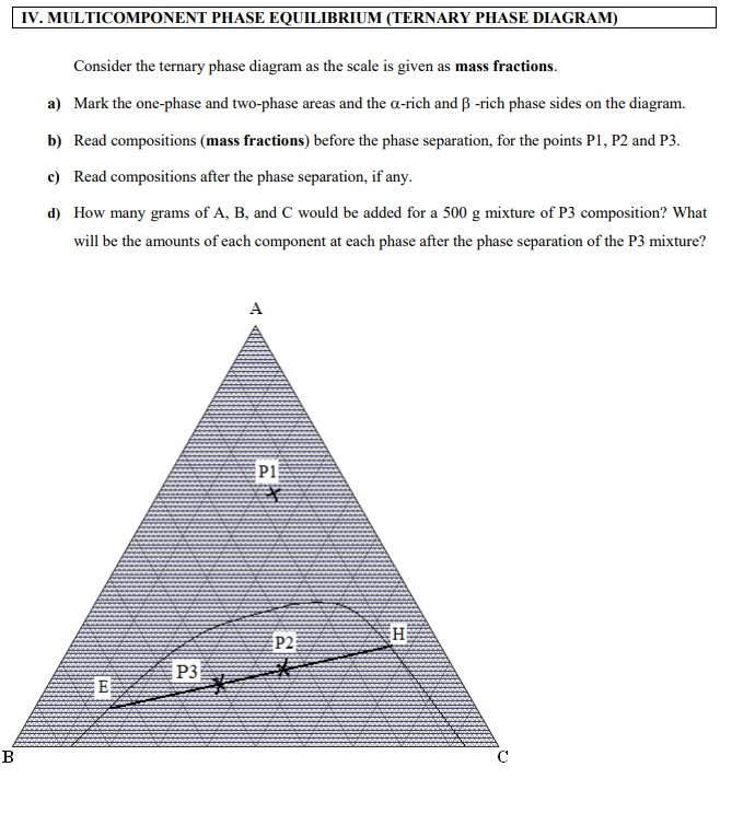 Solved IV. MULTICOMPONENT PHASE EQUILIBRIUM (TERNARY PHASE | Chegg.com