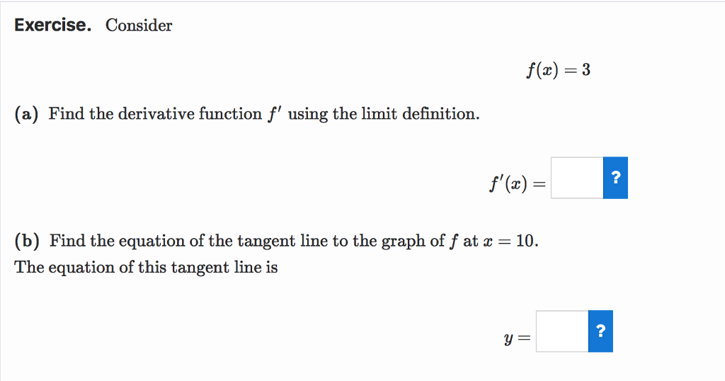 Solved Exercise Consider F X 3 A Find The Derivative