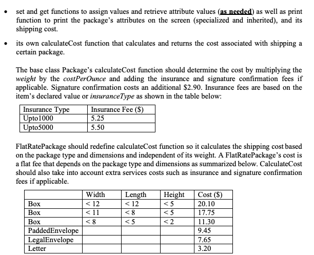 Solved C Need Create Inheritance Hierarchy Represent Various Types Packages Different 1656