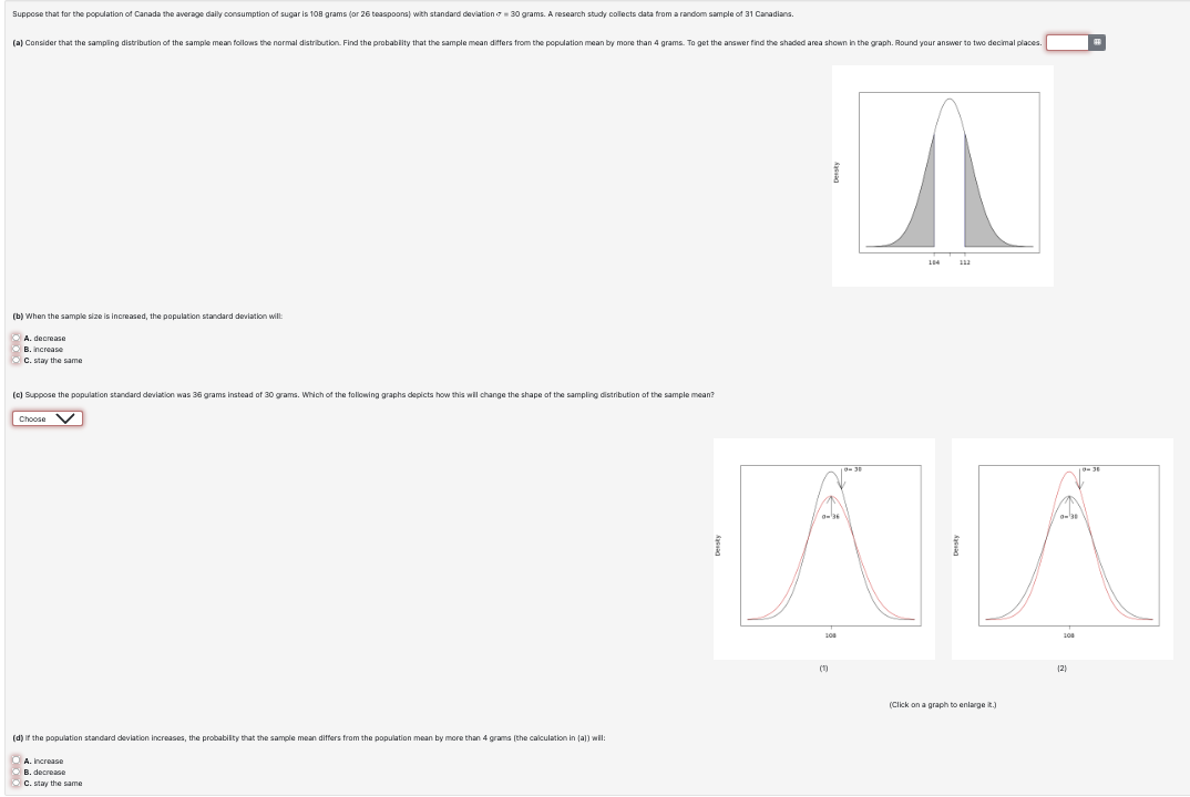 Solved (b) When the sample size is increased, the population | Chegg.com