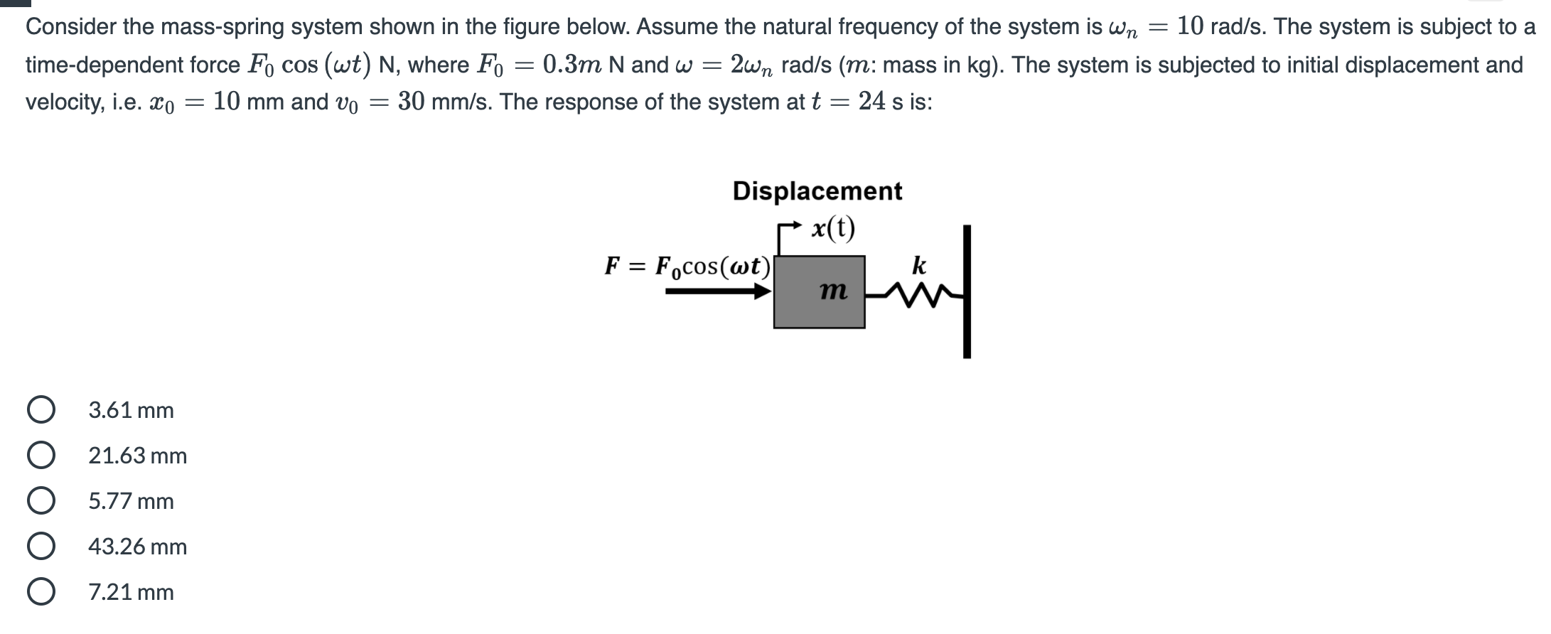 Solved Consider the mass-spring system shown in the figure | Chegg.com