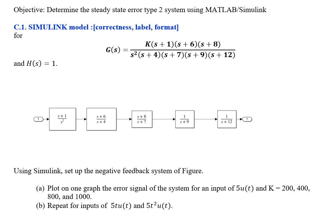 Solved Objective Determine The Steady State Error Type 2 7744