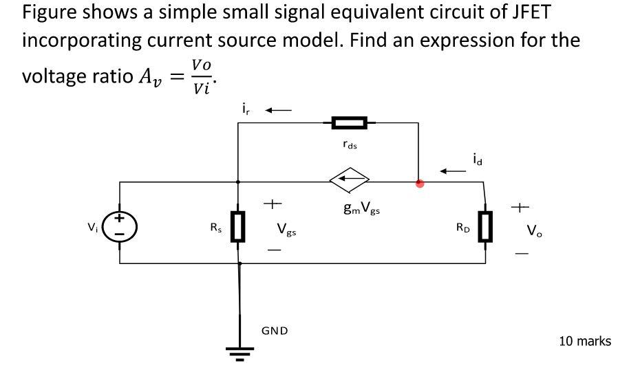 Solved Figure shows a simple small signal equivalent circuit | Chegg.com