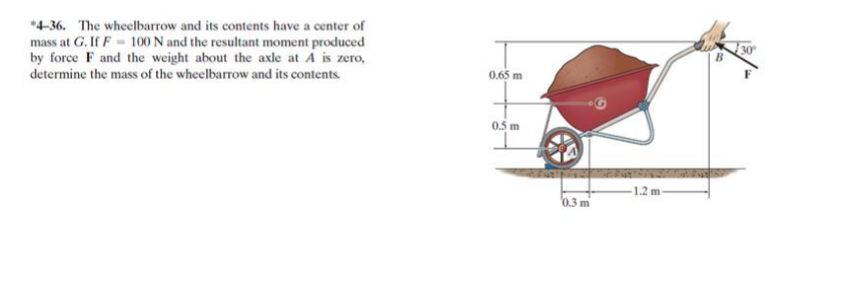 Solved *4-36. The wheelbarrow and its contents have a center | Chegg.com
