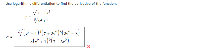 Solved Use logarithmic differentiation to find the | Chegg.com
