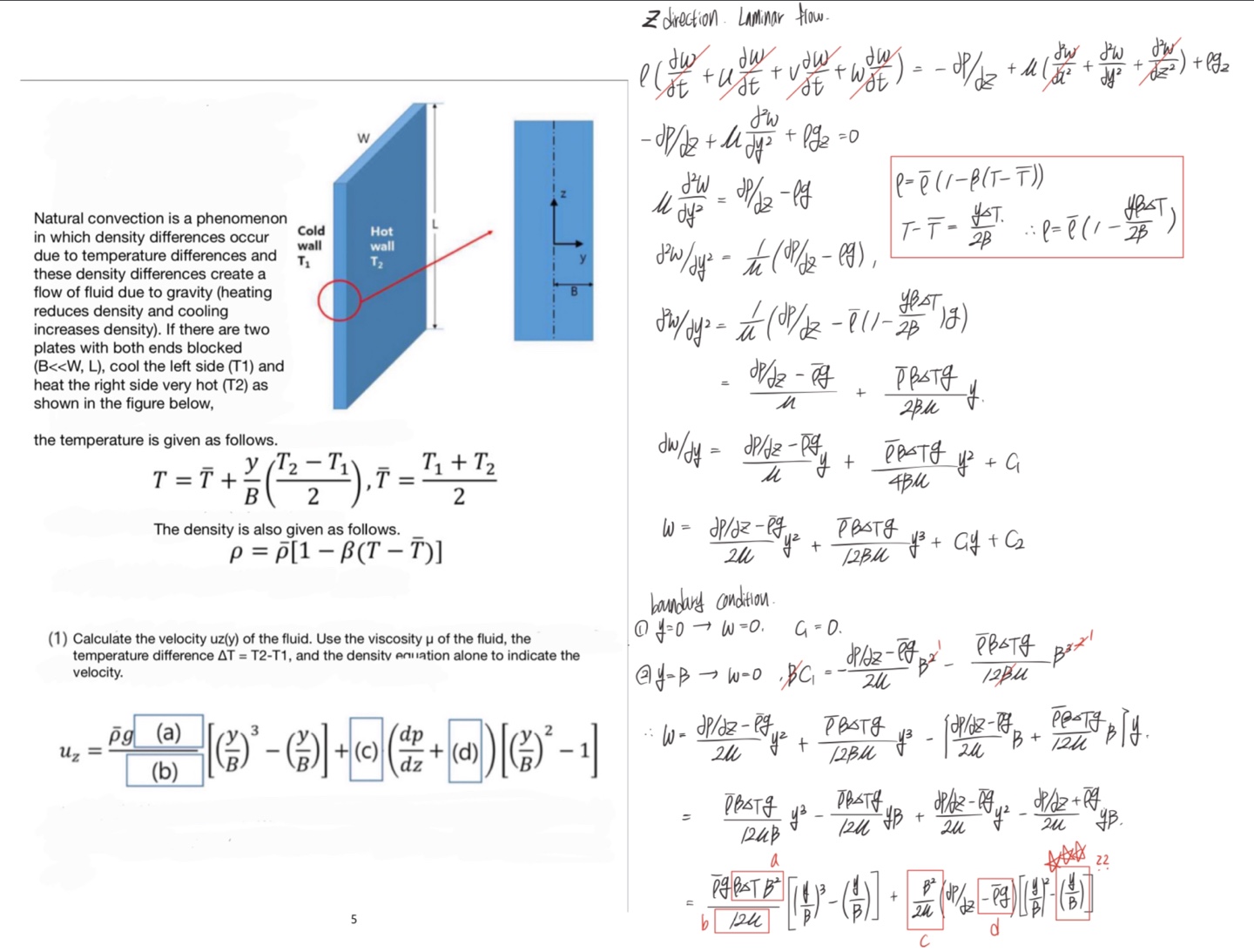 Solved My solution is wrong. Use the Navier Stoke equation, | Chegg.com