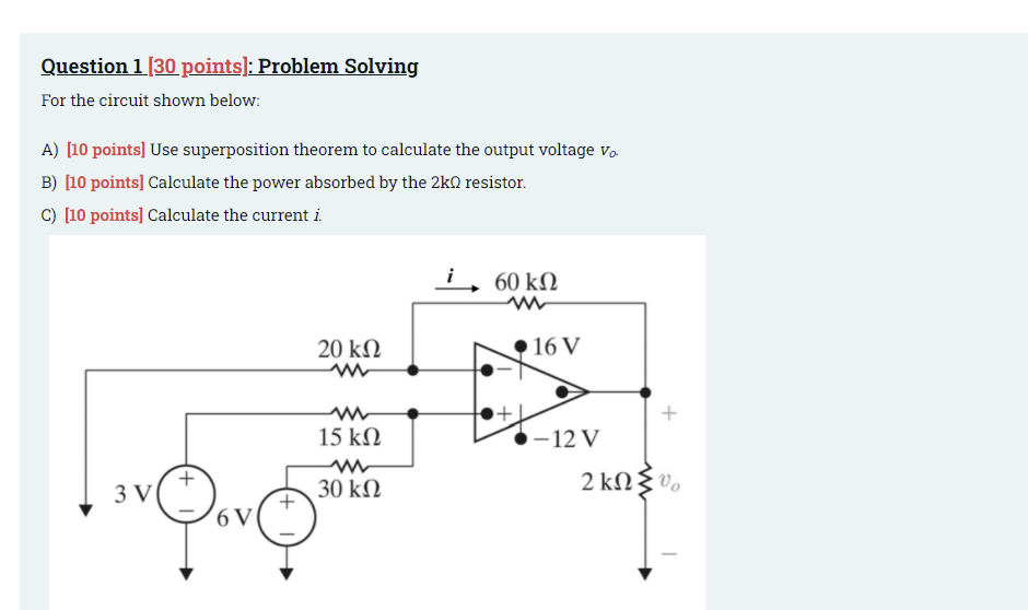 Solved Question 1 [30 points]: Problem Solving For the | Chegg.com