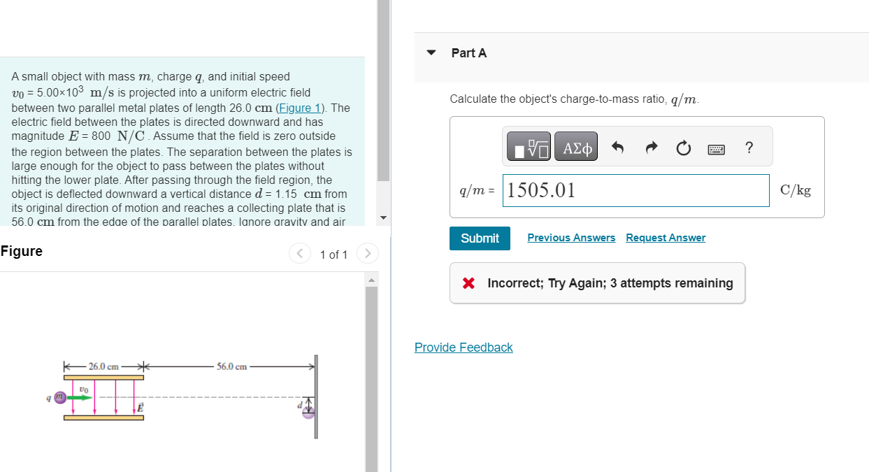 Solved A small object with mass m, charge q, and initial | Chegg.com