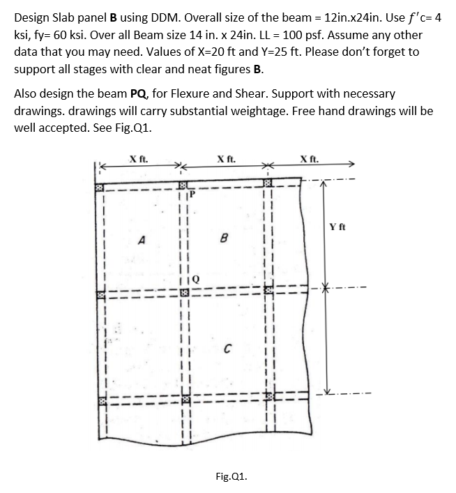 Solved Design Slab panel B using DDM. Overall size of the | Chegg.com