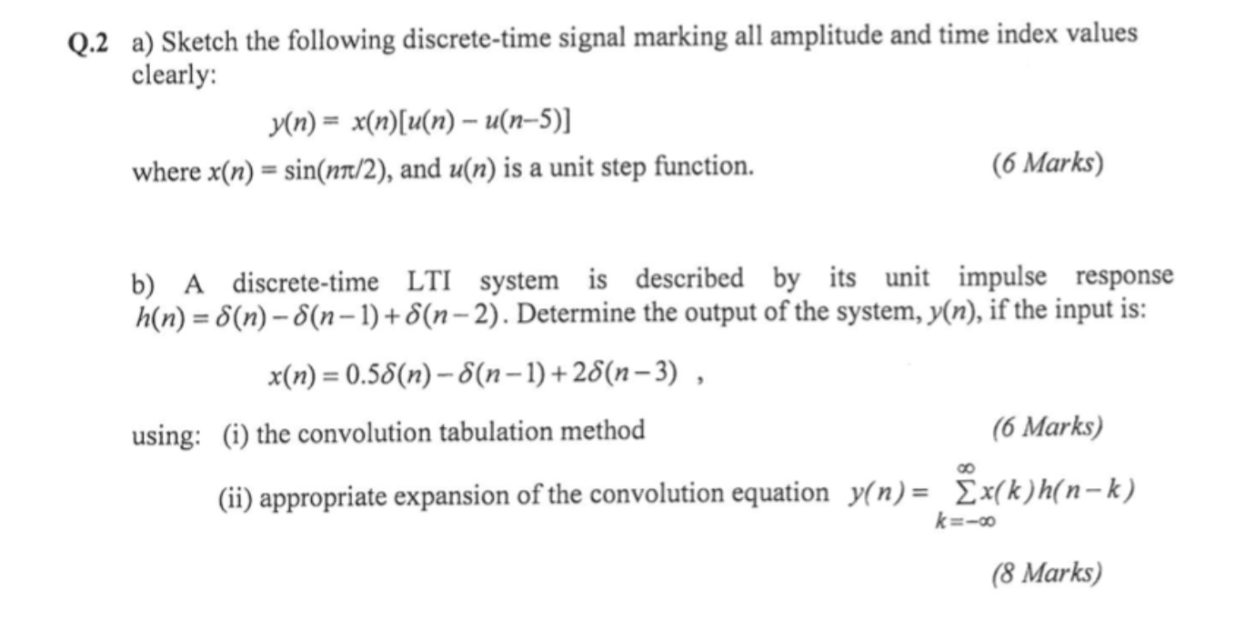 Solved Q.2 a) Sketch the following discrete-time signal | Chegg.com