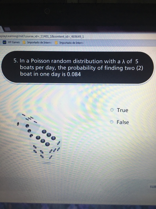 Solved In a Poisson distribution with a lambda of 5 boats | Chegg.com