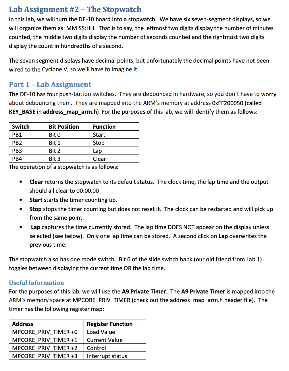 Lab Assignment #2 - The Stopwatch In this lab, we | Chegg.com