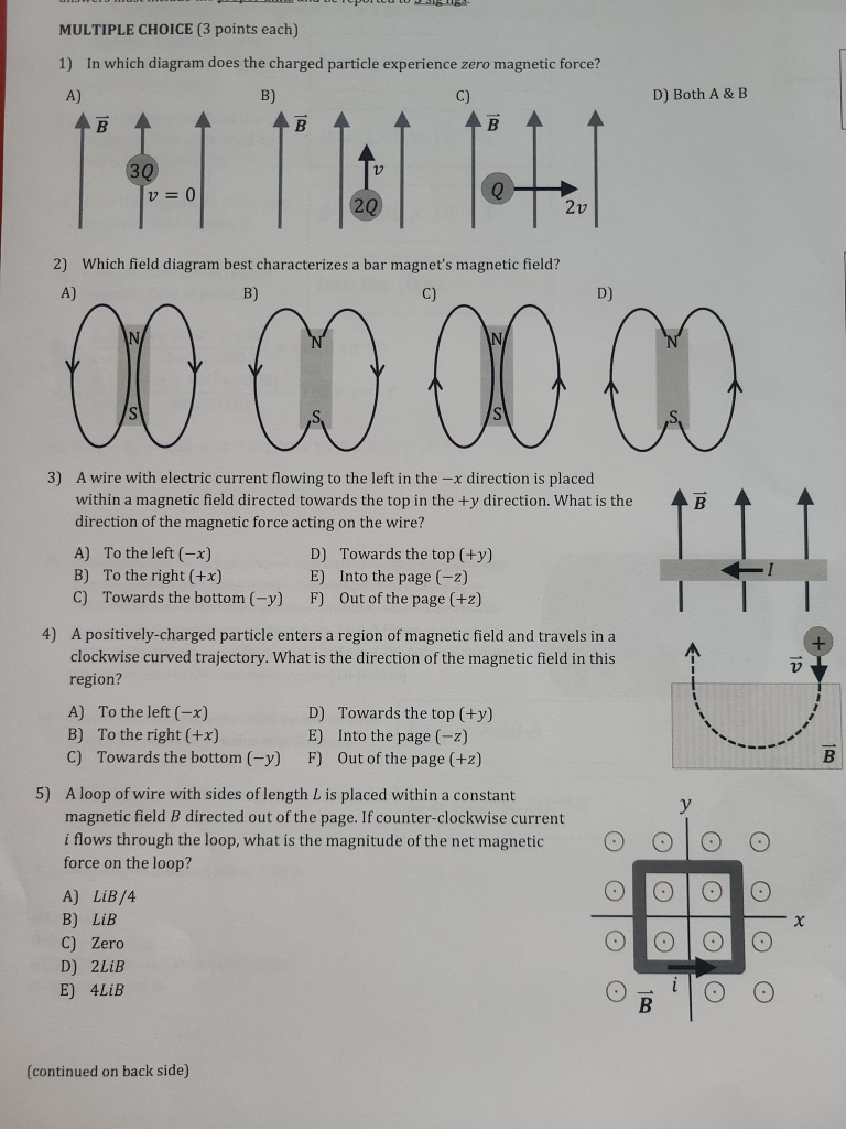 Solved MULTIPLE CHOICE (3 points each) 1) In which diagram | Chegg.com