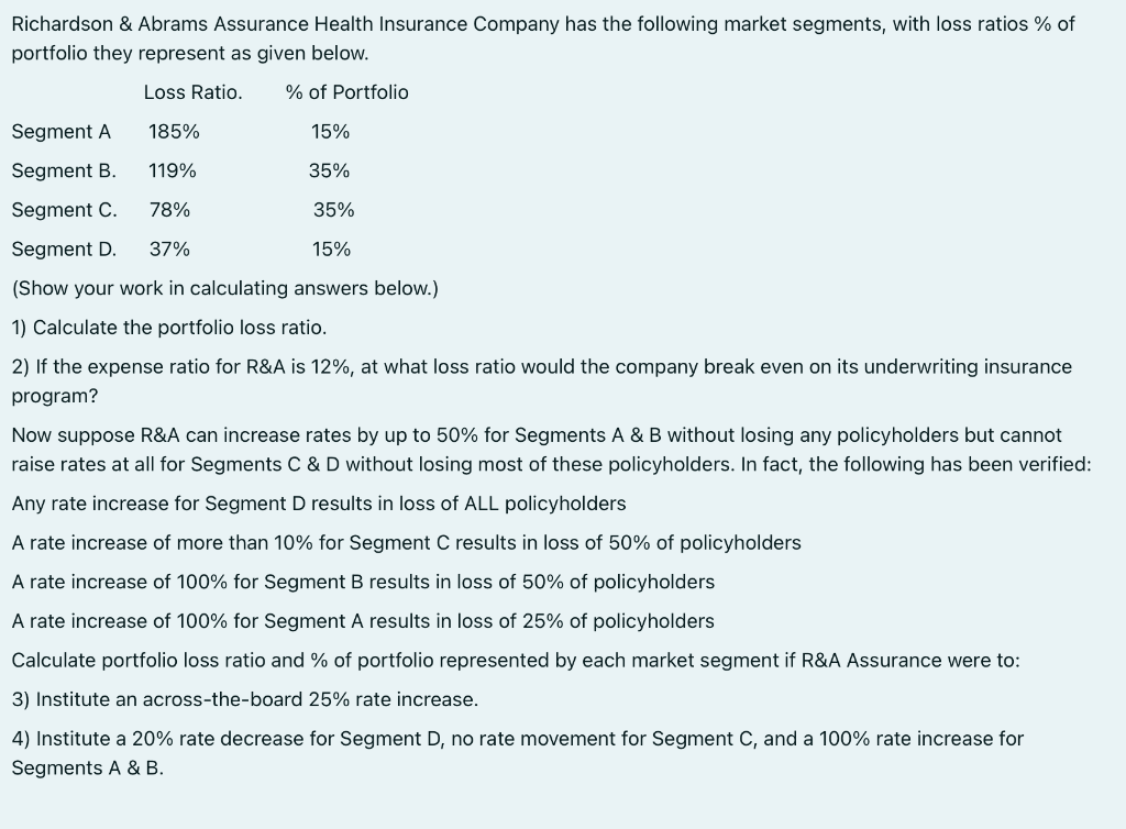 Richardson & Abrams Assurance Health Insurance | Chegg.com