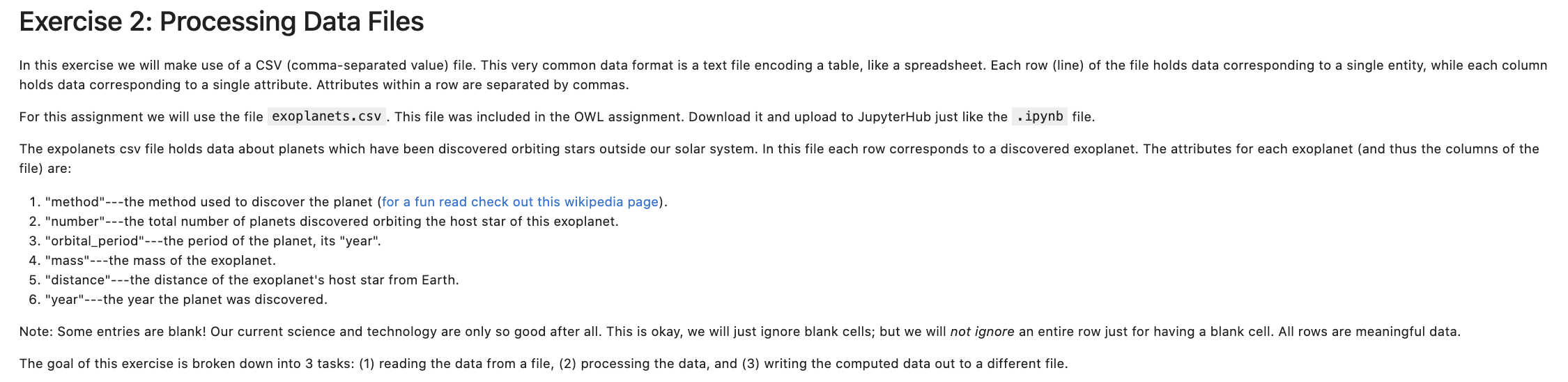 Solved Exercise 2: Processing Data Files In this exercise we | Chegg.com
