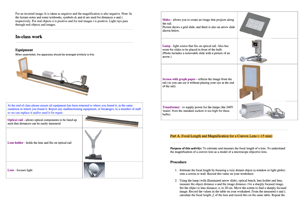 Optics Practical - Lenses & Microscopes (on-campus | Chegg.com