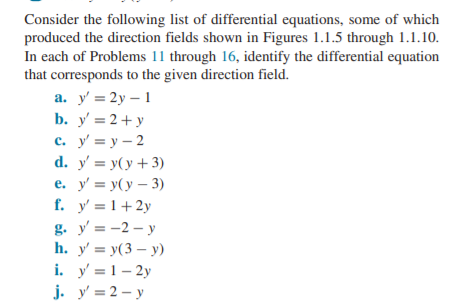 Solved Consider the following list of differential | Chegg.com