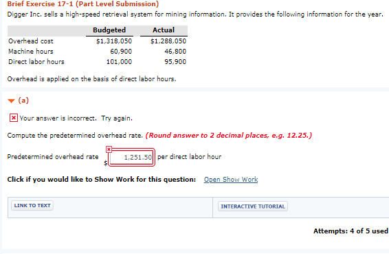 Solved Brief Exercise 17-1 (Part Level Submission) Digger | Chegg.com