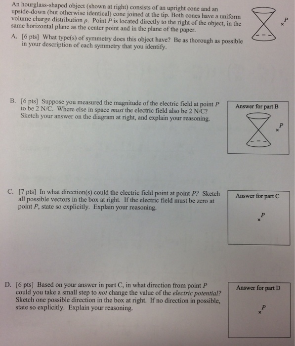 Solved An hourglass-shaped object (shown at right) consists | Chegg.com