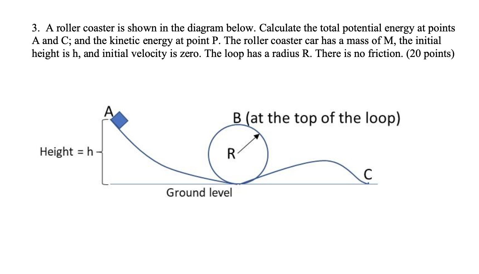 Solved 3. A roller coaster is shown in the diagram below. | Chegg.com